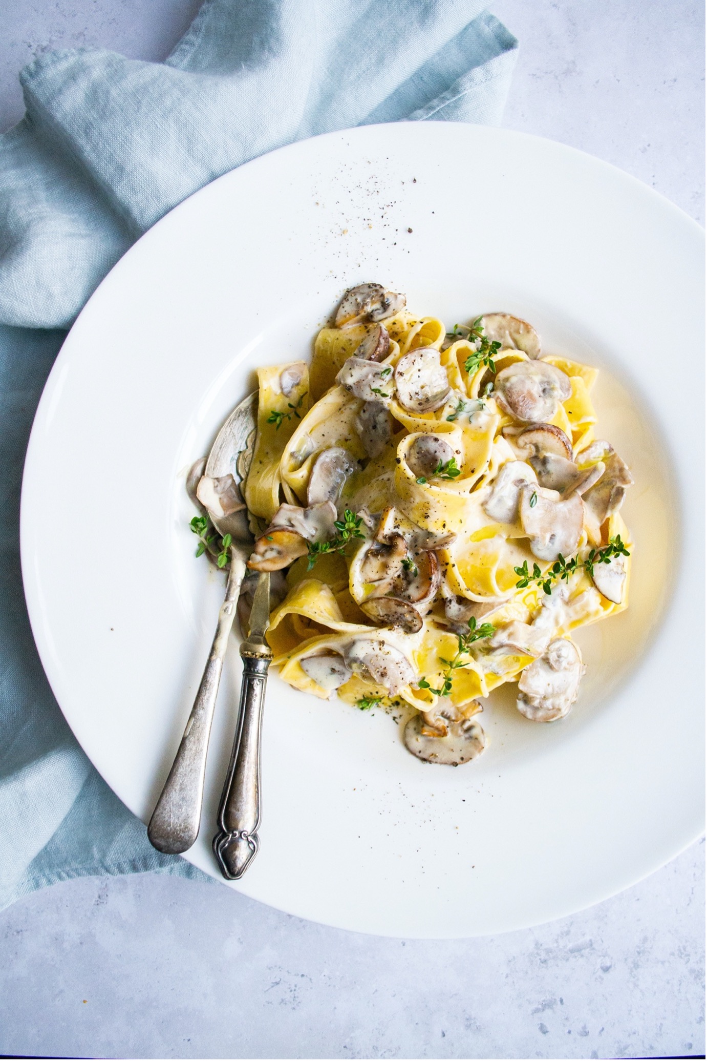 Creamy Mushroom Pappardelle - Eat Nourish Love